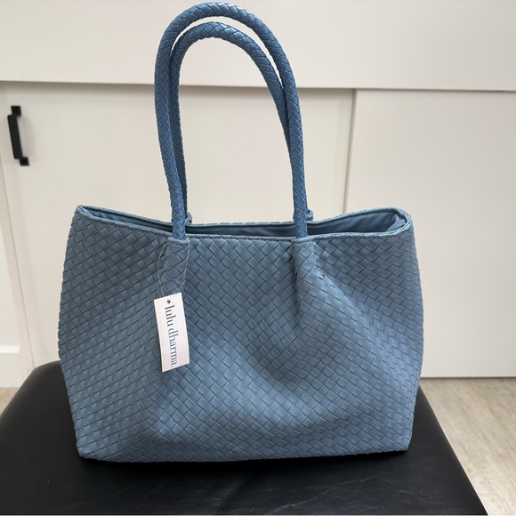 Lulu Dharma | Bags | Lulu Dharma Vegan Leather Tote Bag Dusty Blue ...